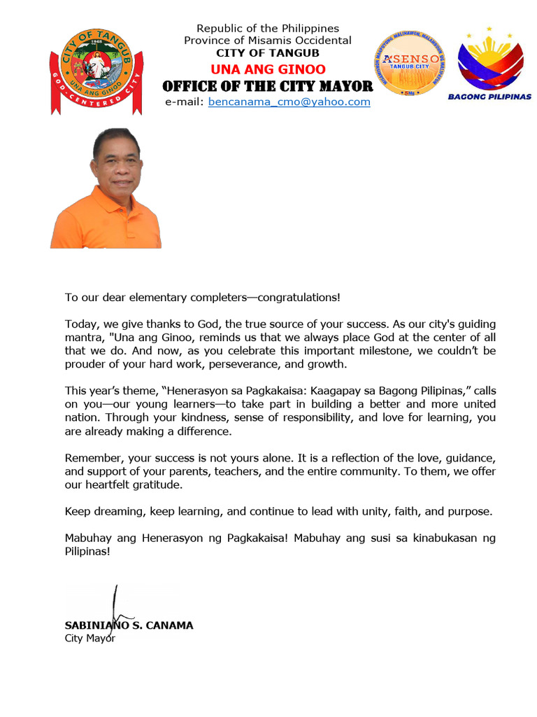 Mayor Message Grad | PDF