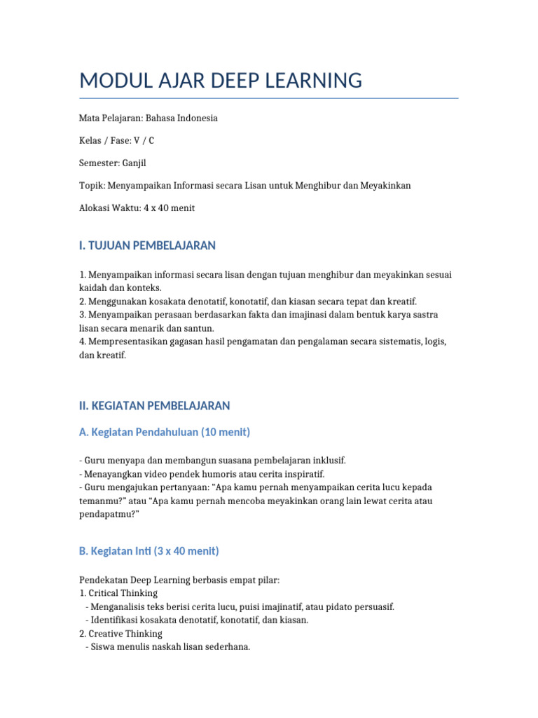 Modul Ajar Deep Learning Bahasa Indonesia | PDF