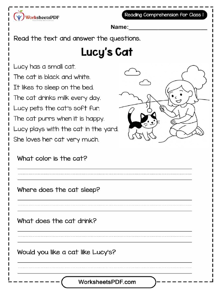Reading Comprehension For Class 1 0001 Lucys Cat 20250826092439 Strong ...