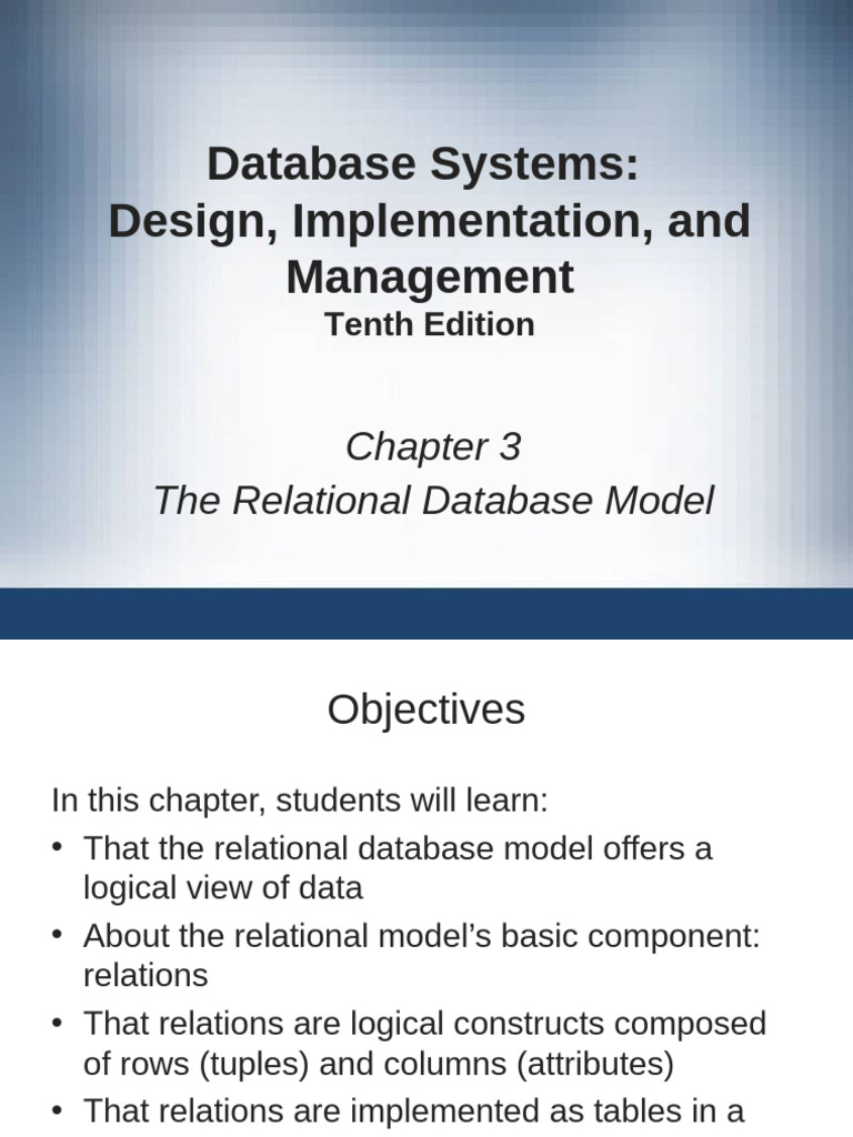 Database Systems - The Relational Database Model | PDF | Relational Model | Relational Database