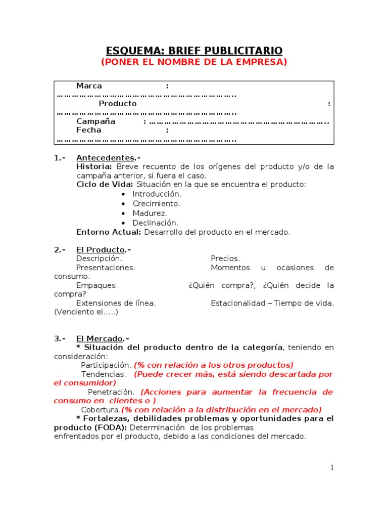 Esquema de Brief DSM 1 | PDF | Producto (Negocio) | Marca