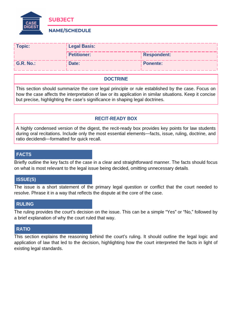 Free Case Digest Template | PDF