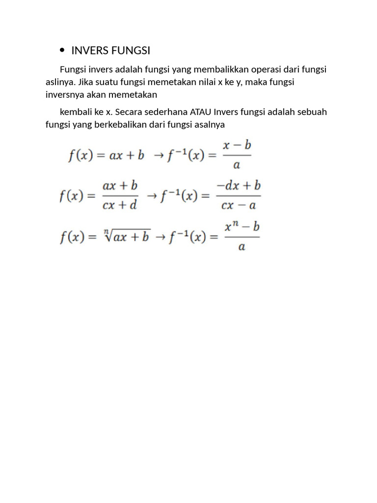 Invers Fungsi | PDF
