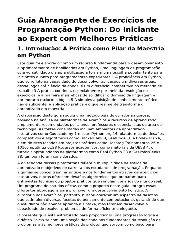 Exercícios Práticos de Python: Guia Completo | PDF | Python (linguagem ...