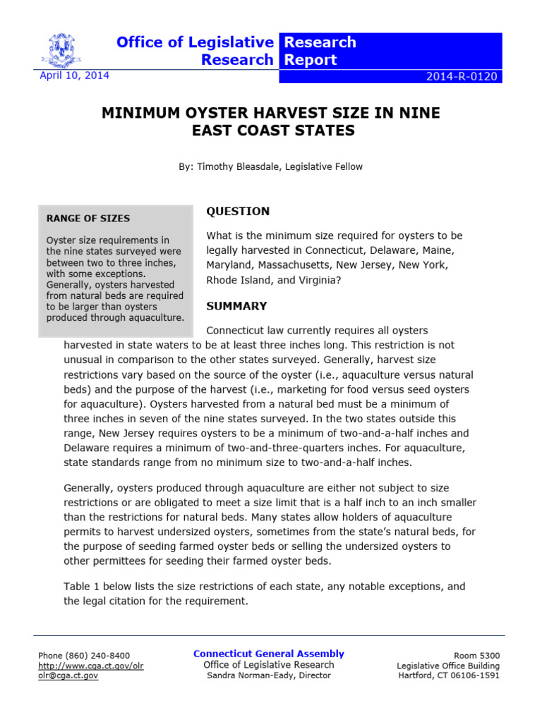 Oyster Sizes in Multiple States | PDF | Oyster | Aquaculture