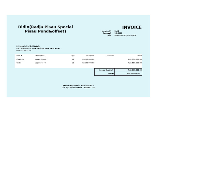 Invoice Pisau Pon Jiro | PDF