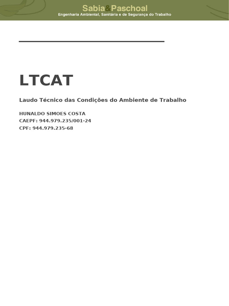 Laudo Técnico LTCAT: Condições de Trabalho | PDF | Agricultura | Engenharia