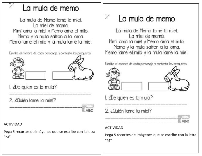 Actividad de recortes con letra M | PDF