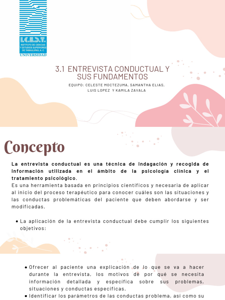 Fundamentos de la Entrevista Conductual | PDF | Comportamiento ...