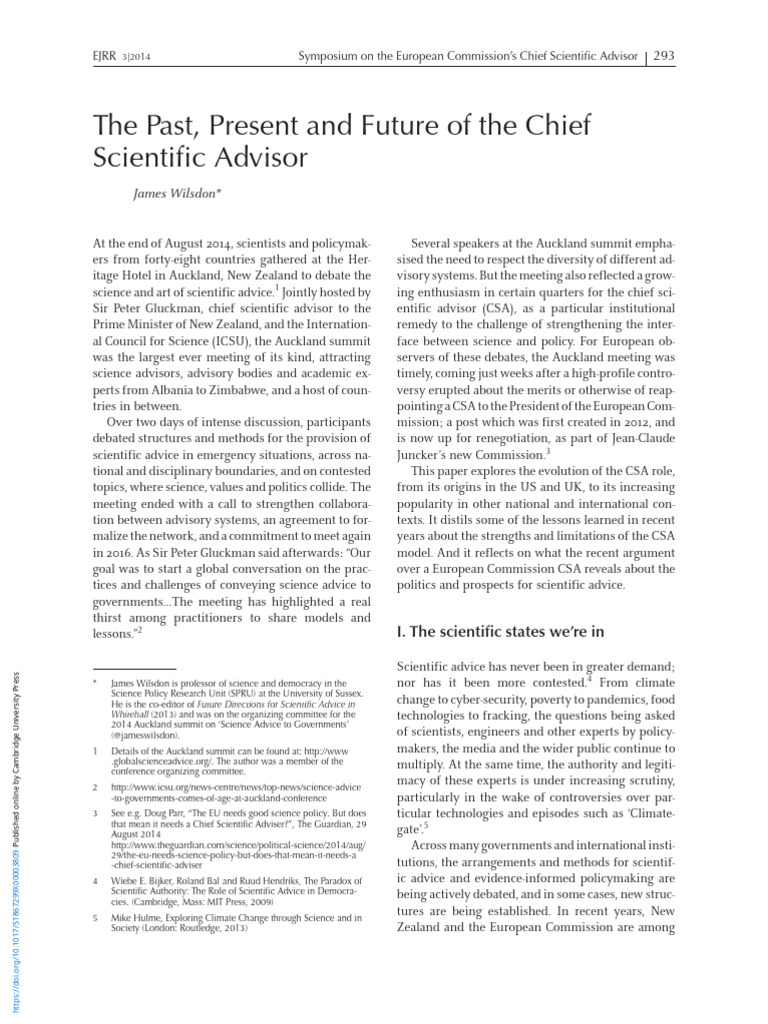 (Week 9) Wilsdon - The Past, Present and Future of The Chief Scientific ...