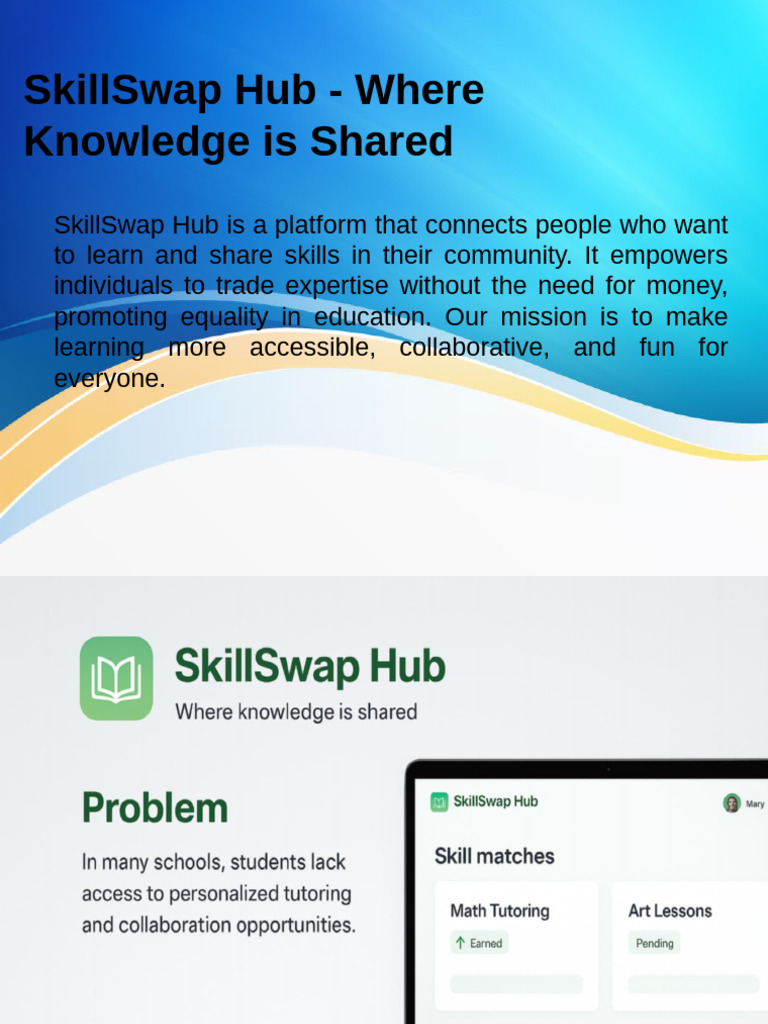 SkillSwap Hub: Community Skill Exchange | PDF