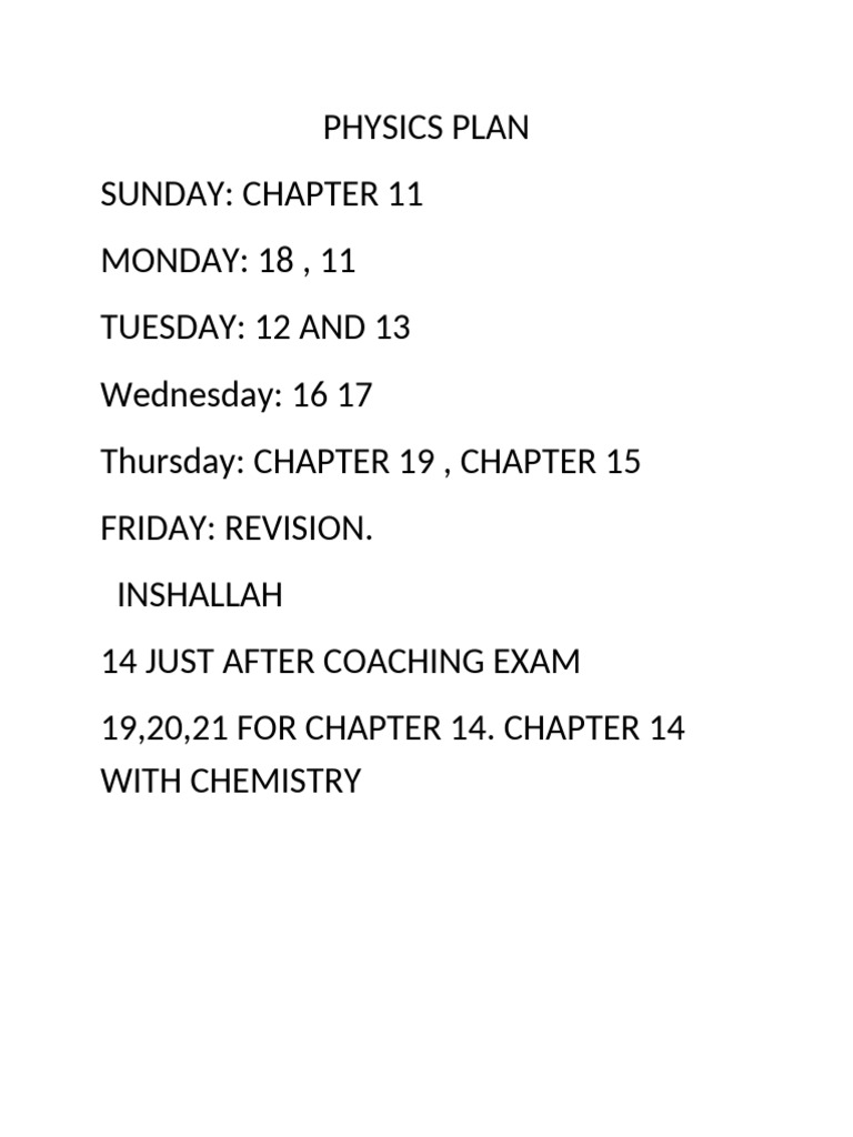 Physics Plan | PDF
