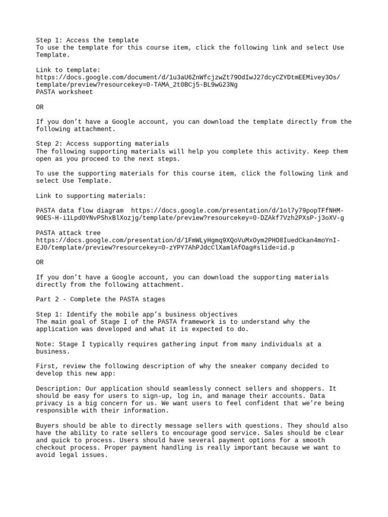 activity apply the pasta threat model framework google coursera ...