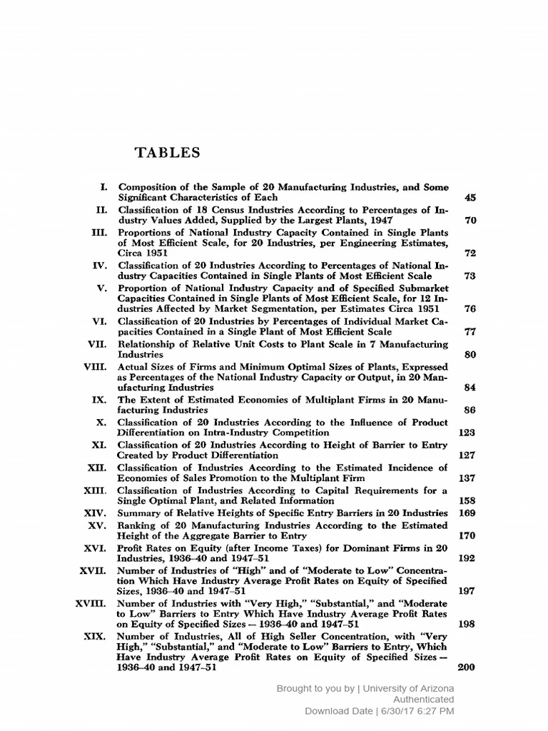 Barriers To New Competition - Tables | PDF | Economies | Business Economics