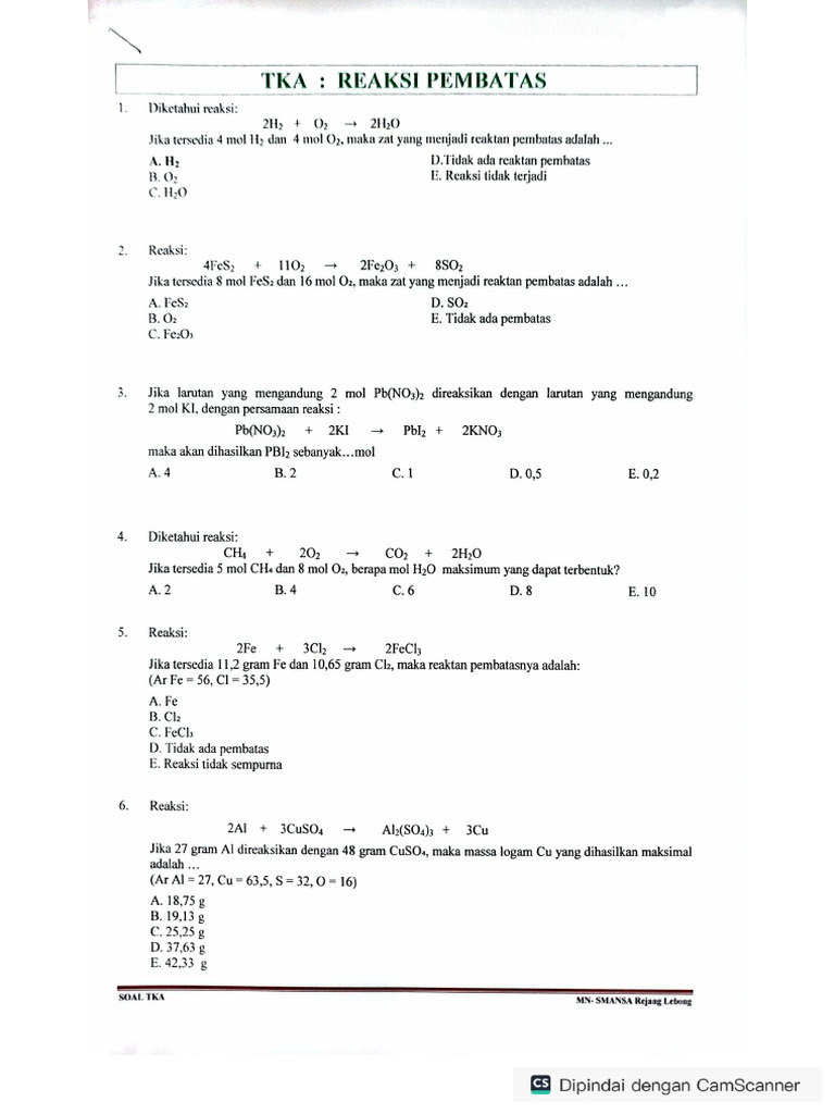 TKA Reaksi Pembatas | PDF