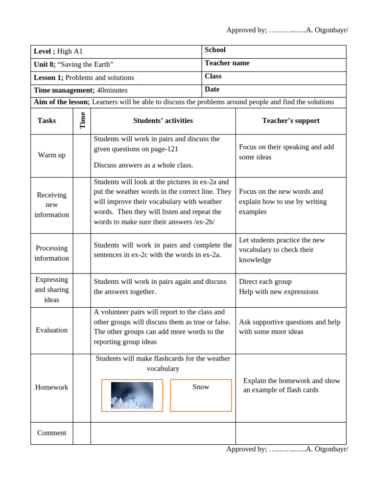 A1 Lesson Plans on Environmental Issues | PDF | Vocabulary | Linguistics