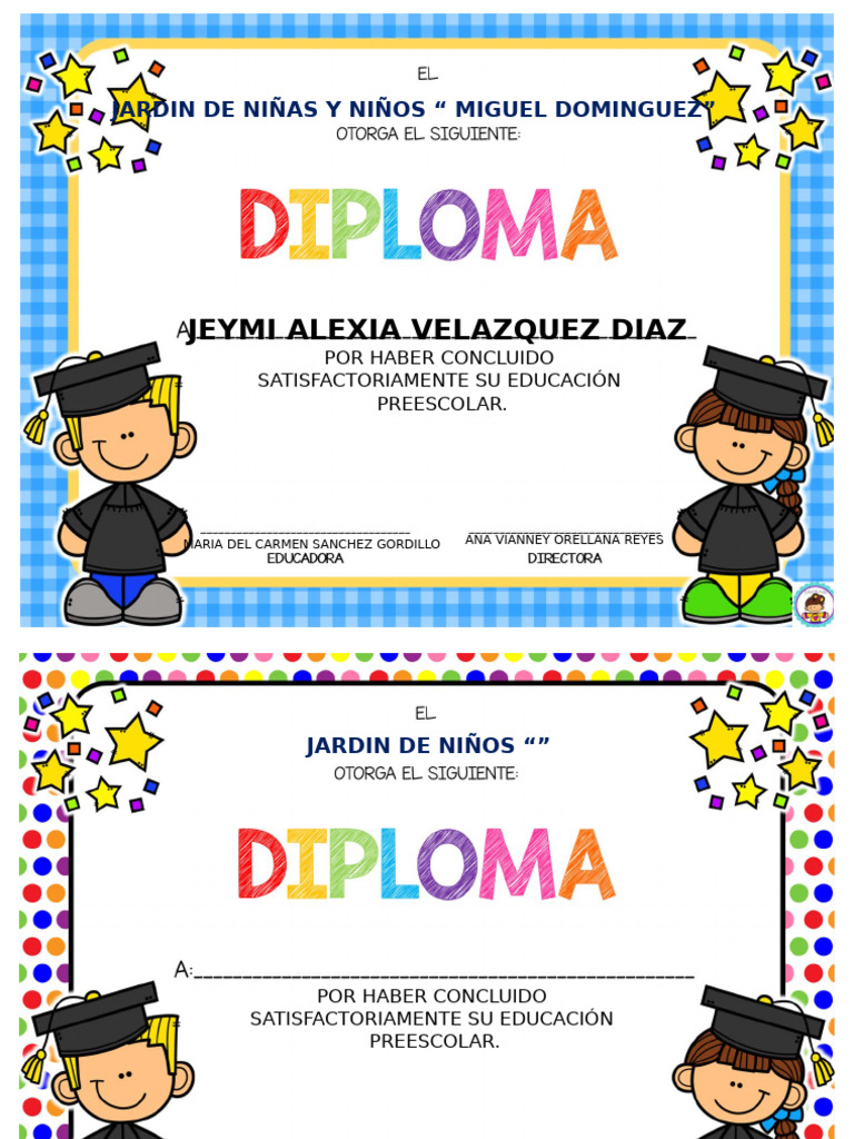 Certificados de Educación Preescolar | PDF