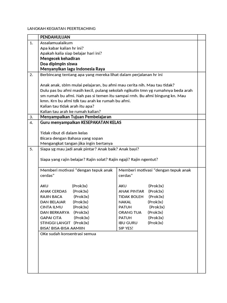 Langkah Kegiatan Peerteaching Afmi PJBL | PDF