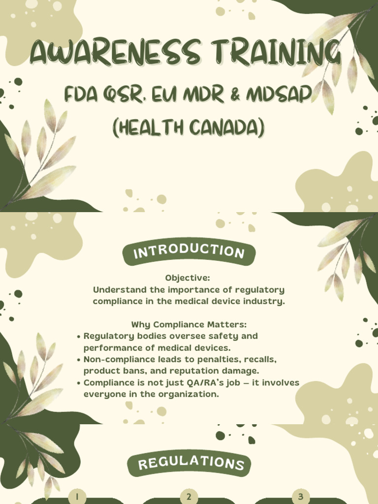 EU MDR and MDSAP Compliance Overview | PDF | Medical Device ...