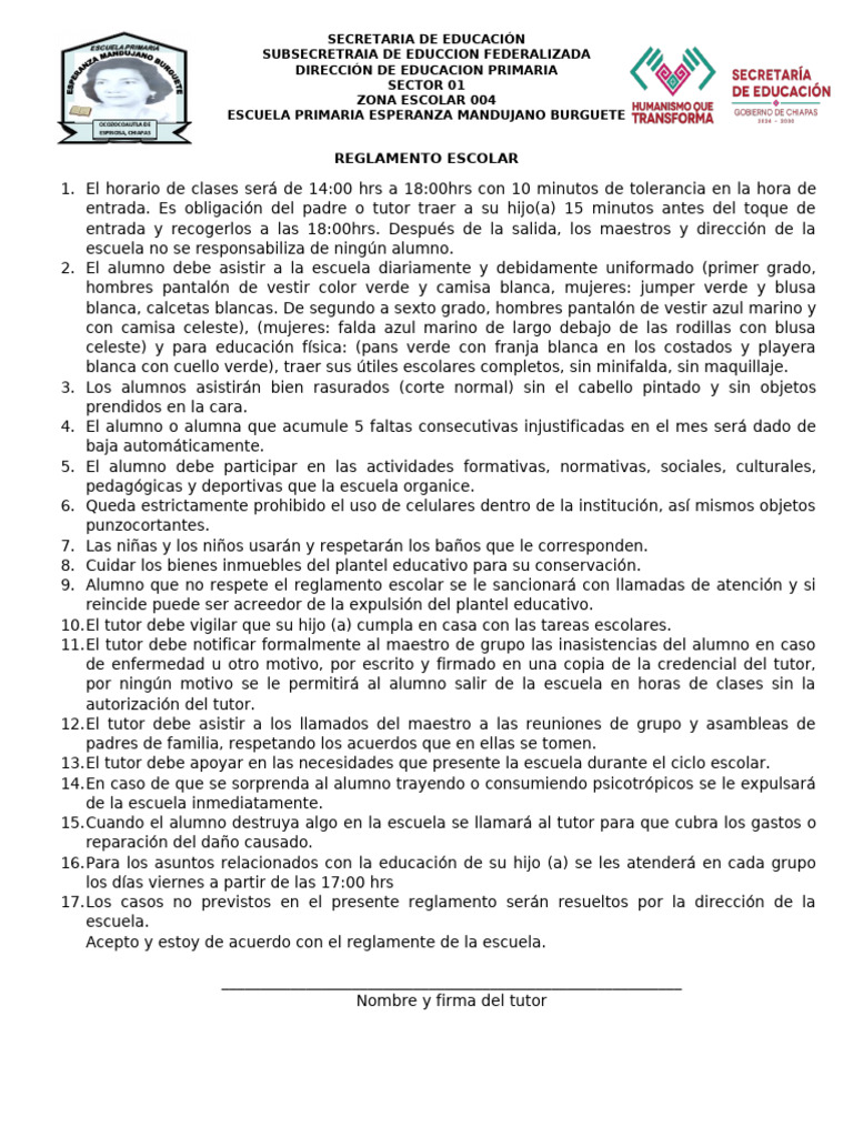 Reglamento Escolar-1 | PDF | Escuelas