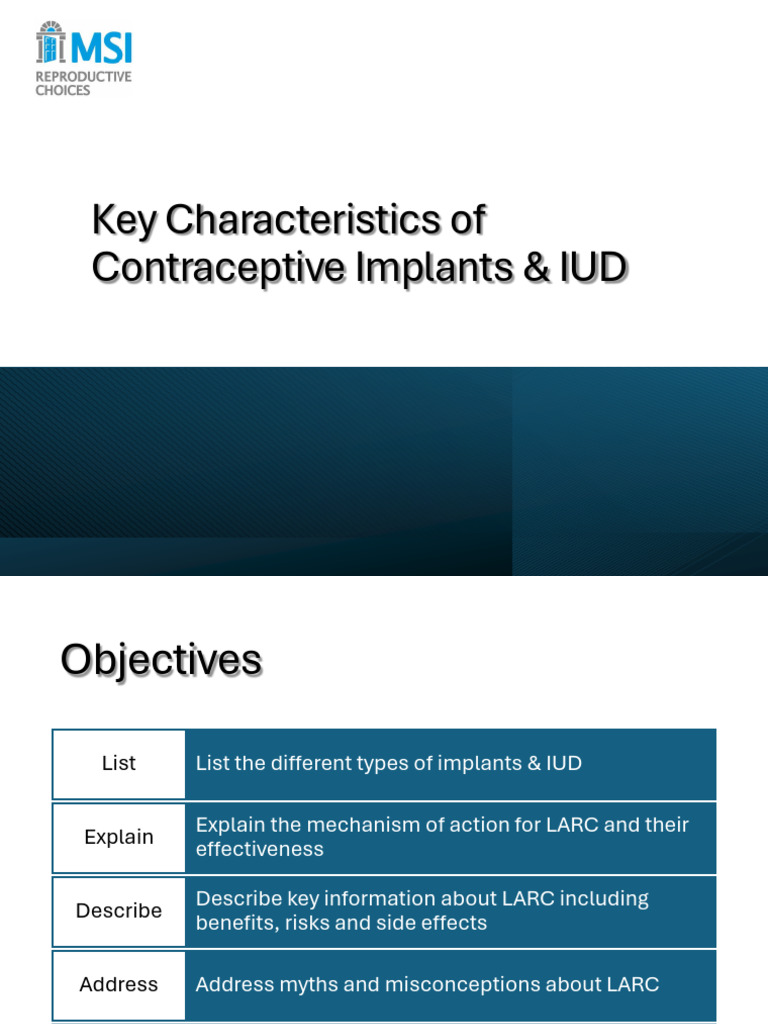 LARC: Implants & IUD Overview | PDF | Birth Control | Fertility