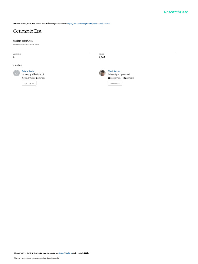 2021 Cenozoic Era | PDF | Pliocene | Earth Sciences