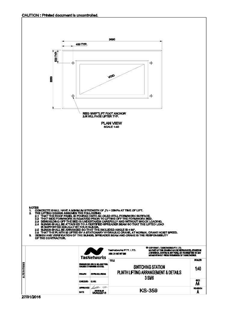 KS-359 Switching Station Plinth Lifting Arrangement and Details 3 SM6 ...