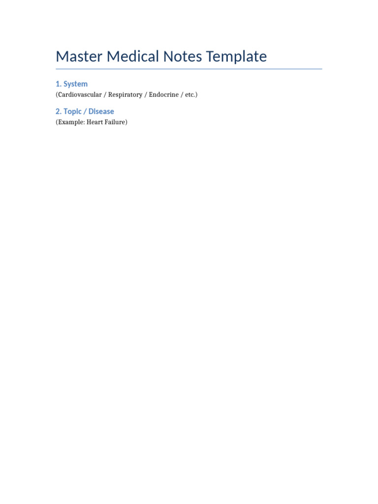 Master Medical Notes Template | PDF