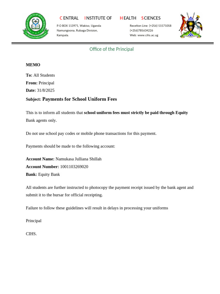 Memo For Uniform | PDF