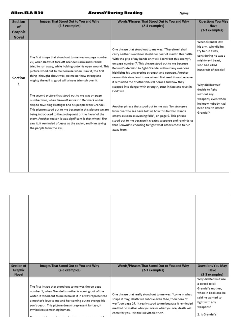 Beowulf During Viewing Graphic Novel | PDF | Beowulf