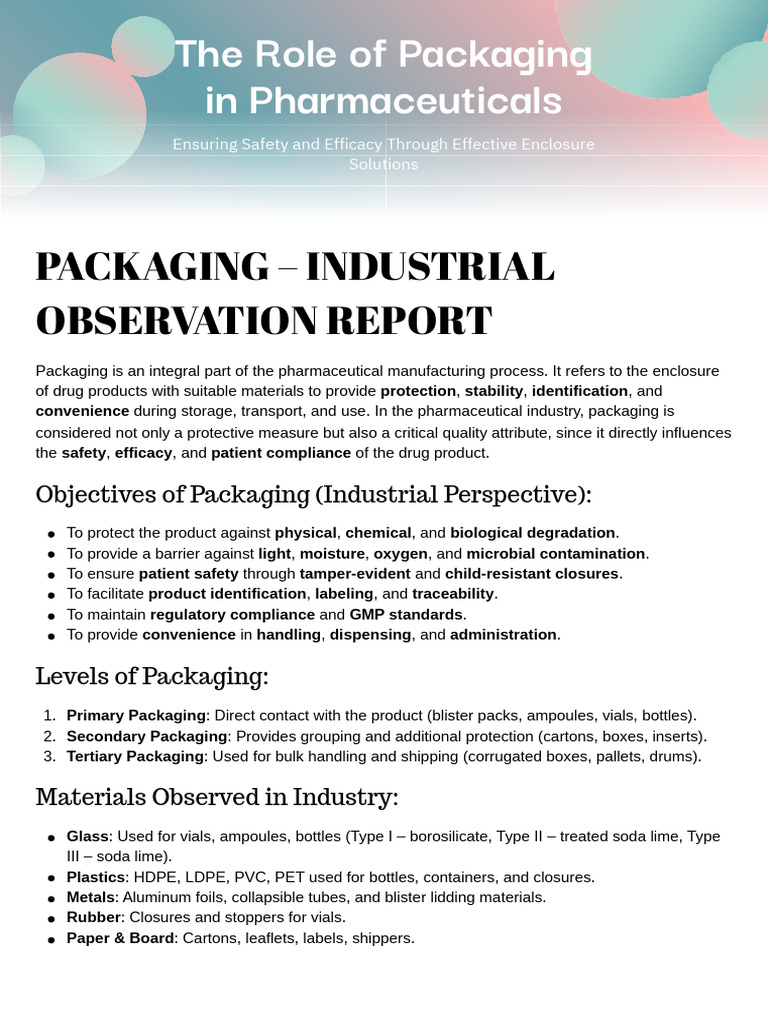 Pharmaceutical Packaging Safety Insights | PDF | Industrial Processes