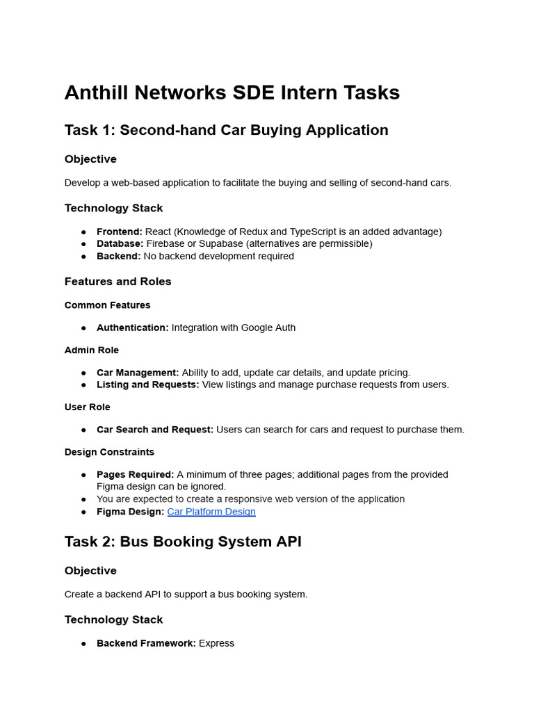 Anthill Networks SDE Intern Tasks | PDF