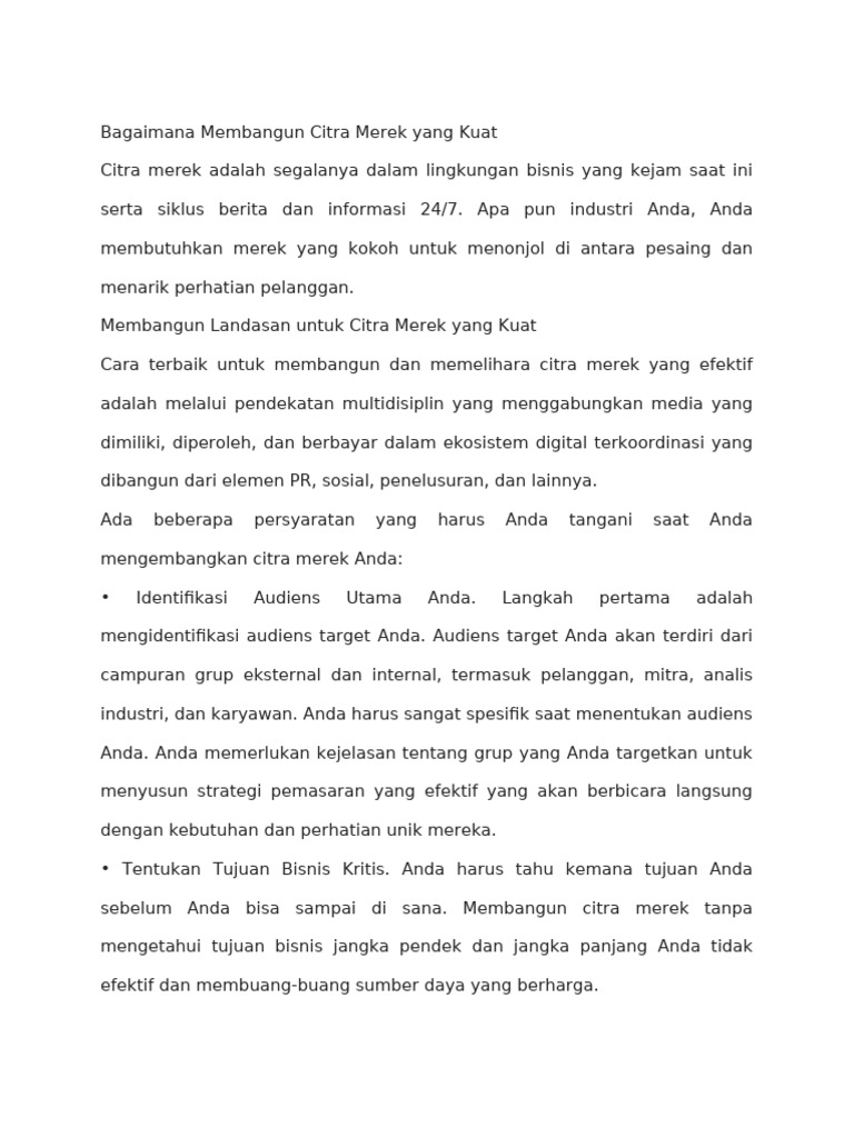 Membangun Citra Merek yang Kuat dan Efektif | PDF