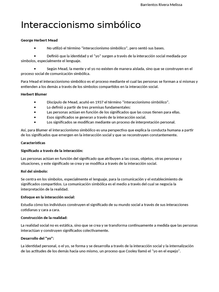 Interaccionismo simbólico: Mead y Blumer | PDF | Comunicación ...