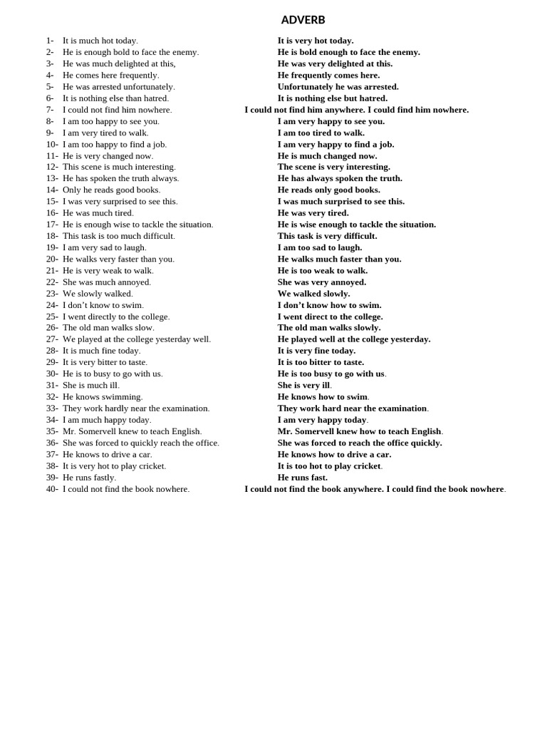 Revision Adverb Correction | PDF
