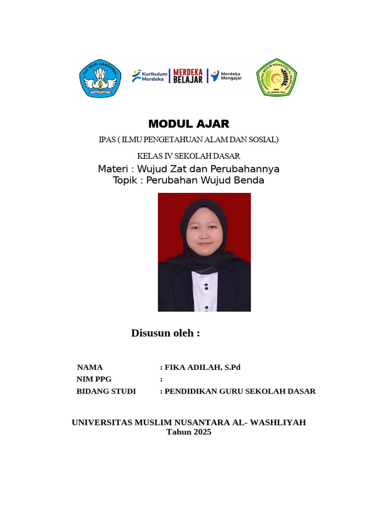 Modul Ajar Kls 4 Zat Dan Perubahnnya Oke | PDF