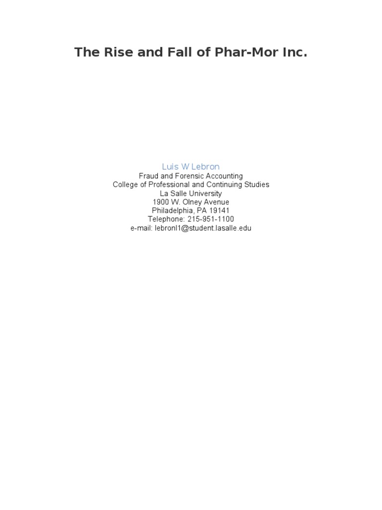 The Rise and Fall of Phar-Mor Inc. | PDF | Audit | Sarbanes–Oxley Act