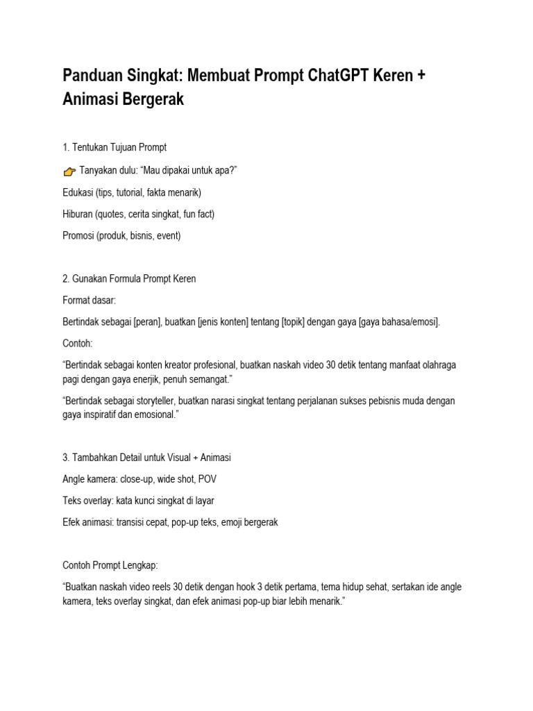 Panduan Membuat Prompt Animasi Keren | PDF
