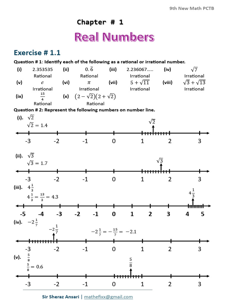 Math9 PCTB Sol Ex1 1 Sheraz Ansari | PDF | Multiplication | Numbers