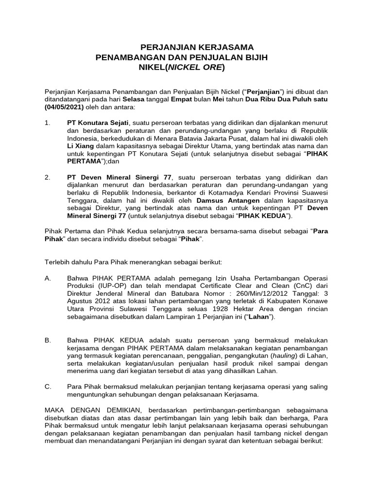 Draft MOU PT. KS-1 | PDF