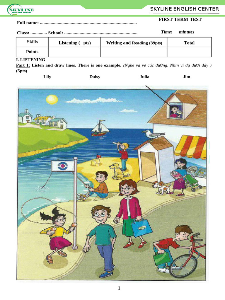 Skyline English Center First Term Test | PDF