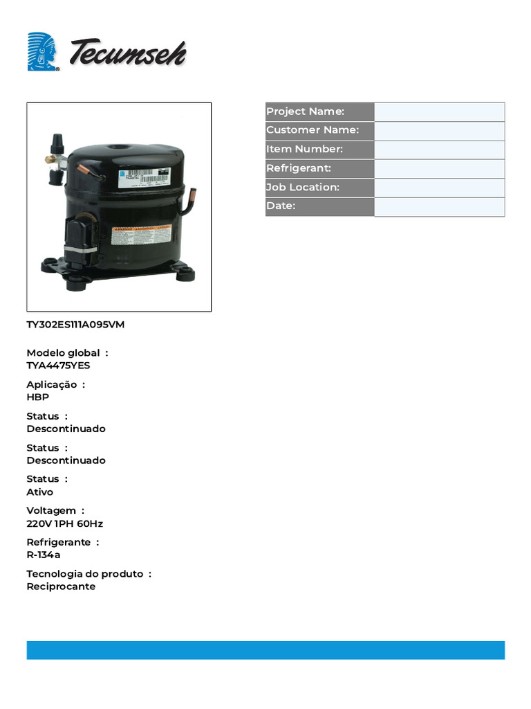 Tecumseh TY302ES111A095VM | PDF