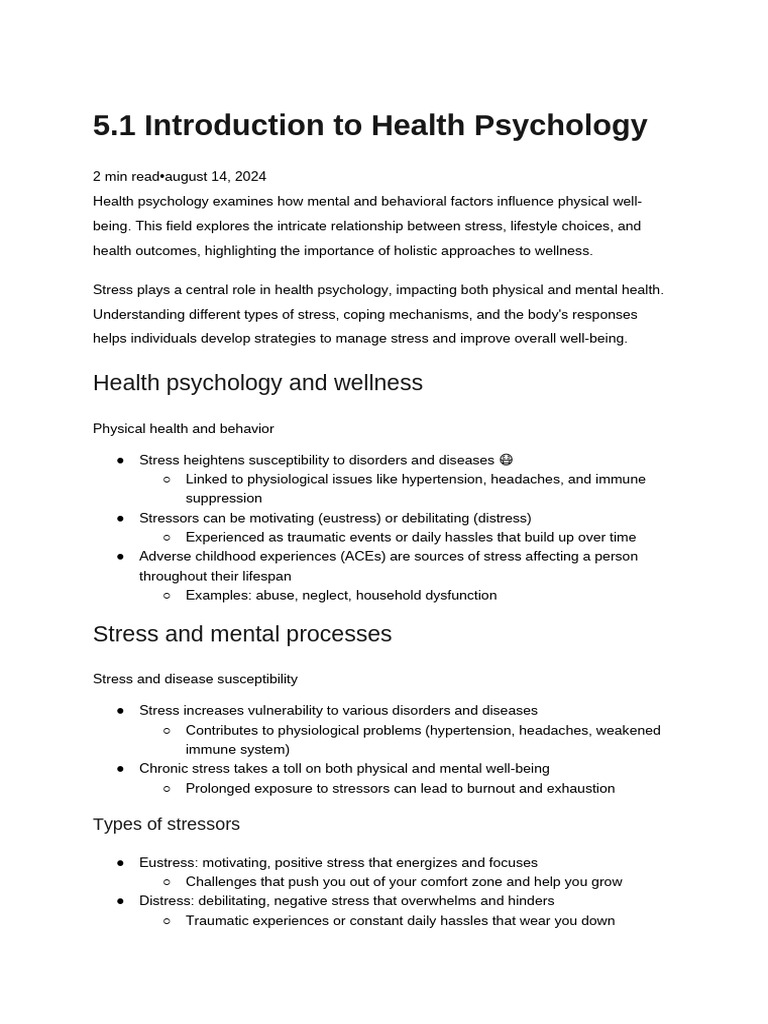 Unit 5 - Mental and Physical Health | PDF | Obsessive–Compulsive ...