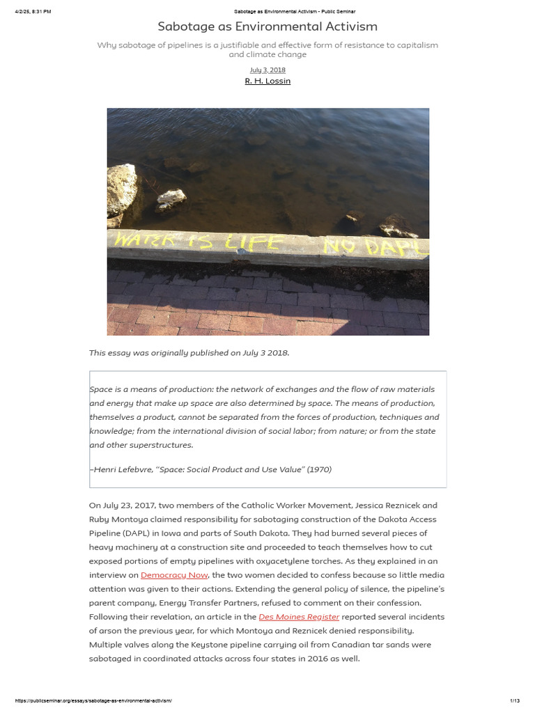 Sabotage as Eco-Resistance Strategy | PDF | Sabotage
