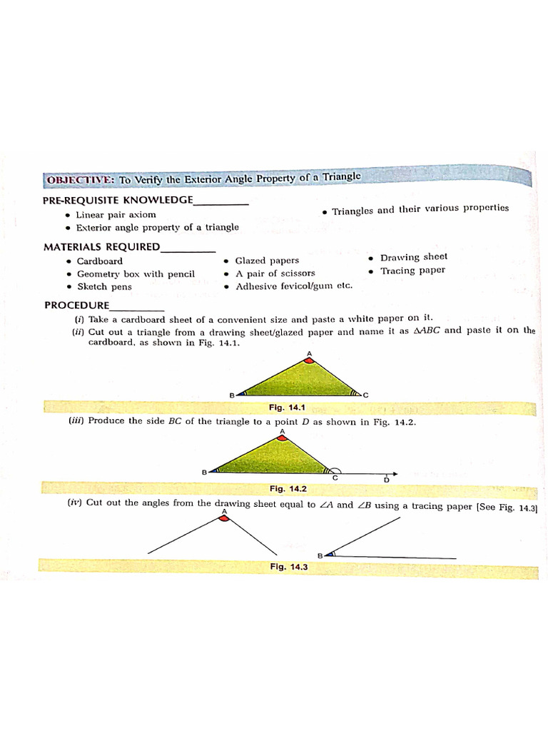 Activity On Exterior Angle Property | PDF