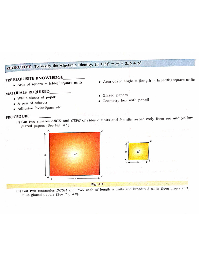 Activity On Algebraic Identity | PDF