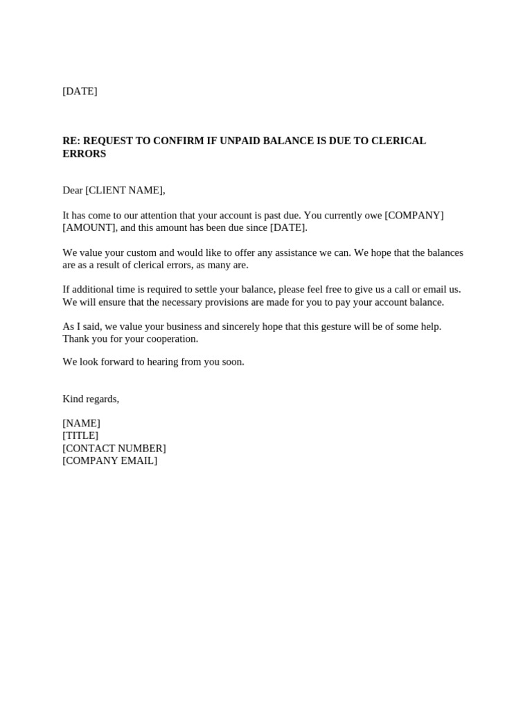 Unpaid Balance Clerical Error Notice | PDF
