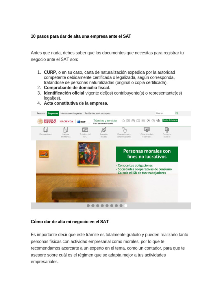 Alta de empresa en el SAT: 10 pasos esenciales | PDF