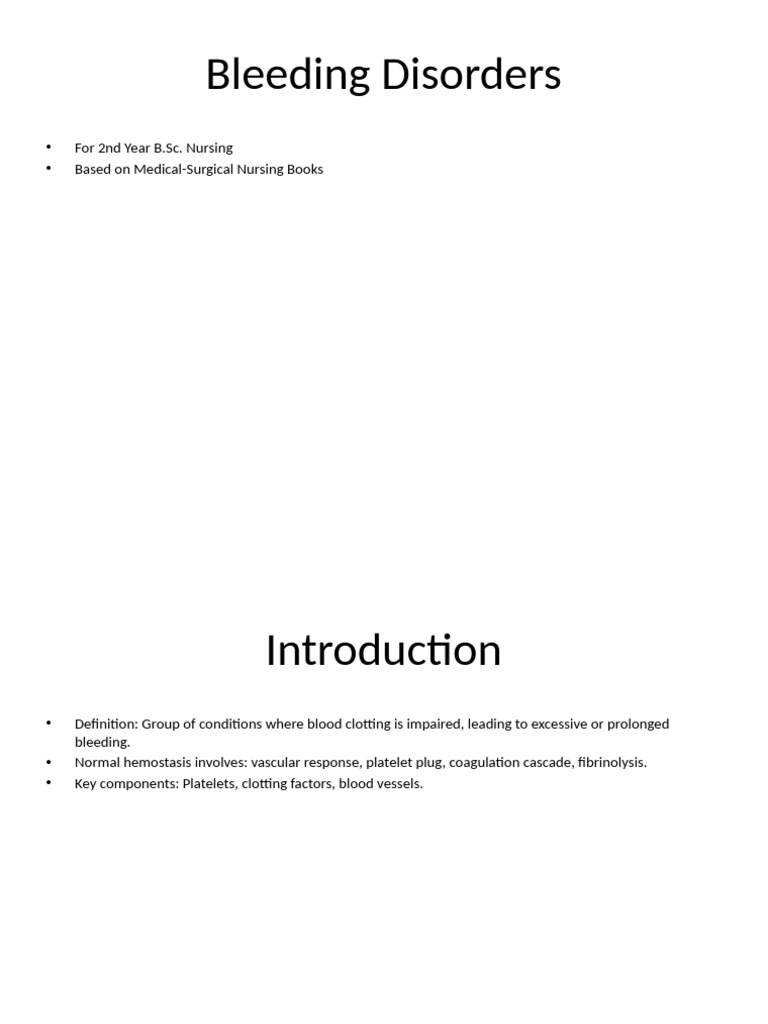 Understanding Bleeding Disorders in Nursing | PDF | Bleeding | Coagulation