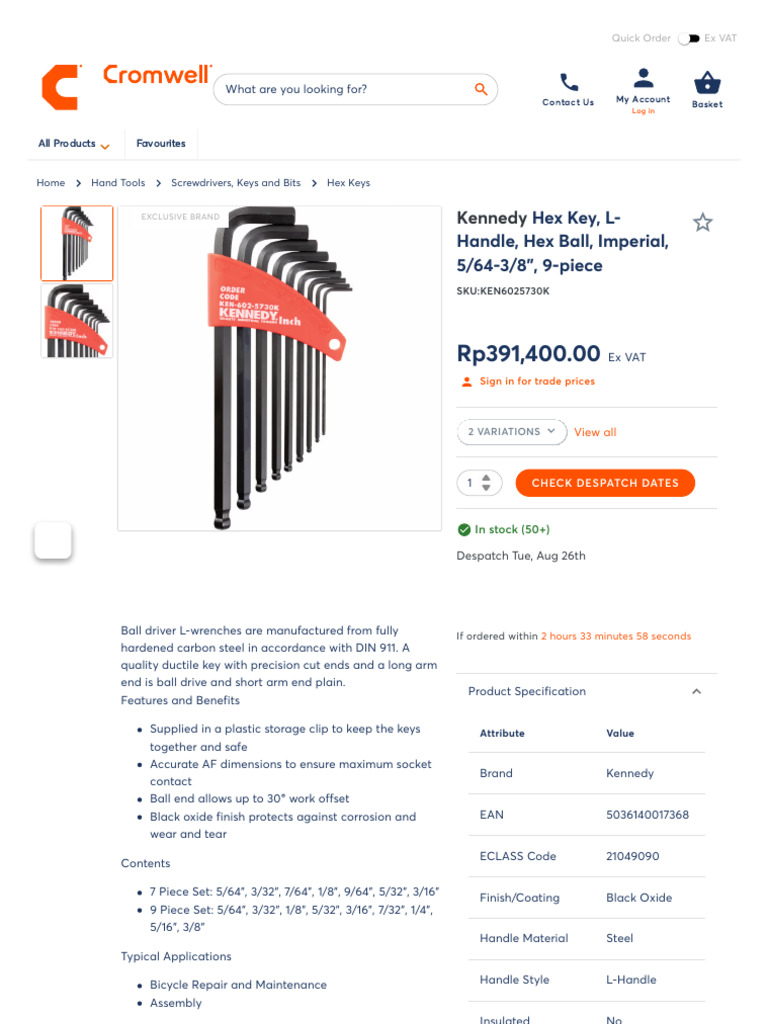 Kennedy Hex Key - Cromwell Tools | PDF | Steel
